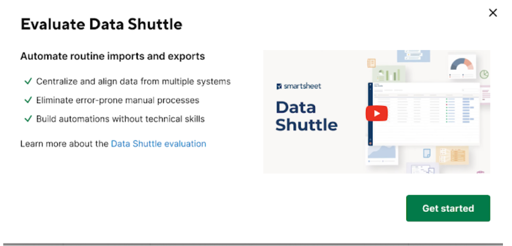 Advance Capability Evaluations: Data Shuttle | Smartsheet